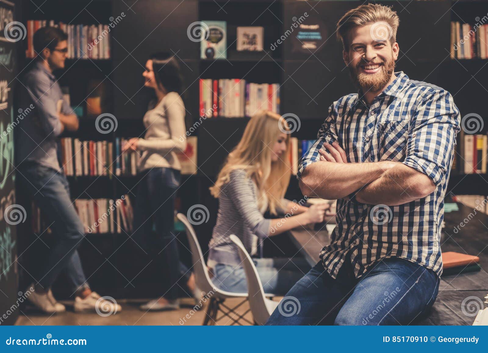 Young People in the Library Stock Photo - Image of college, female ...