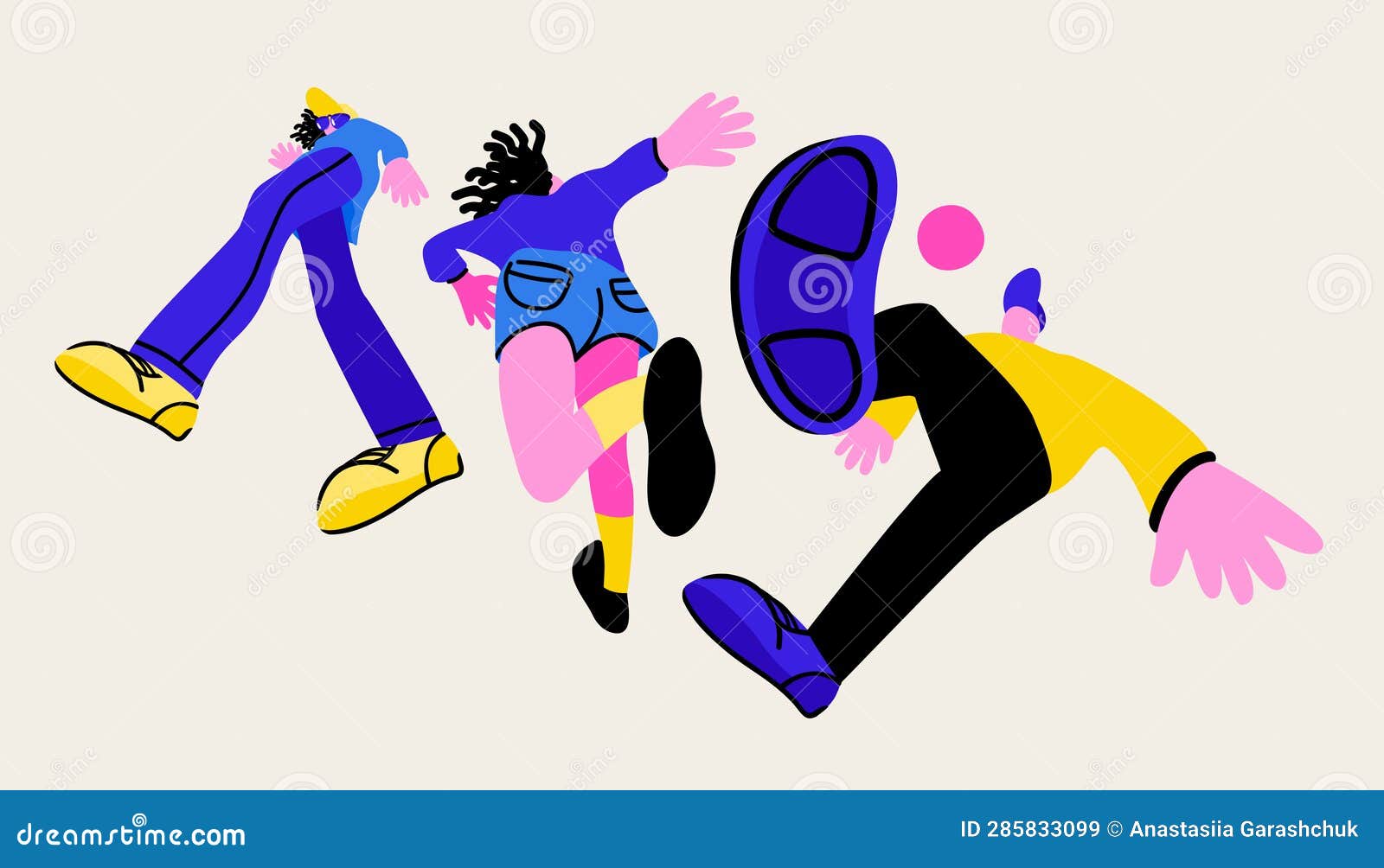 Young People in Motion. Bottom View Stock Vector - Illustration of ...