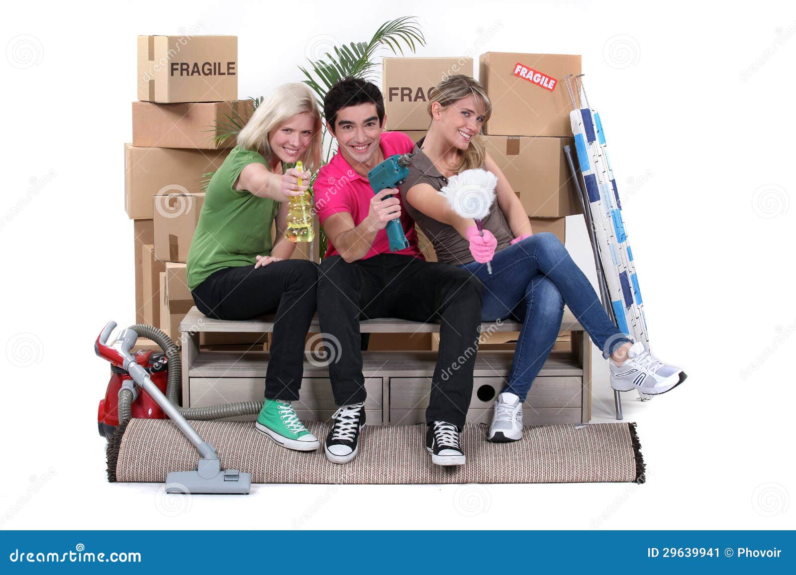 Young People Moving in Together Stock Image - Image of gray, friendship ...