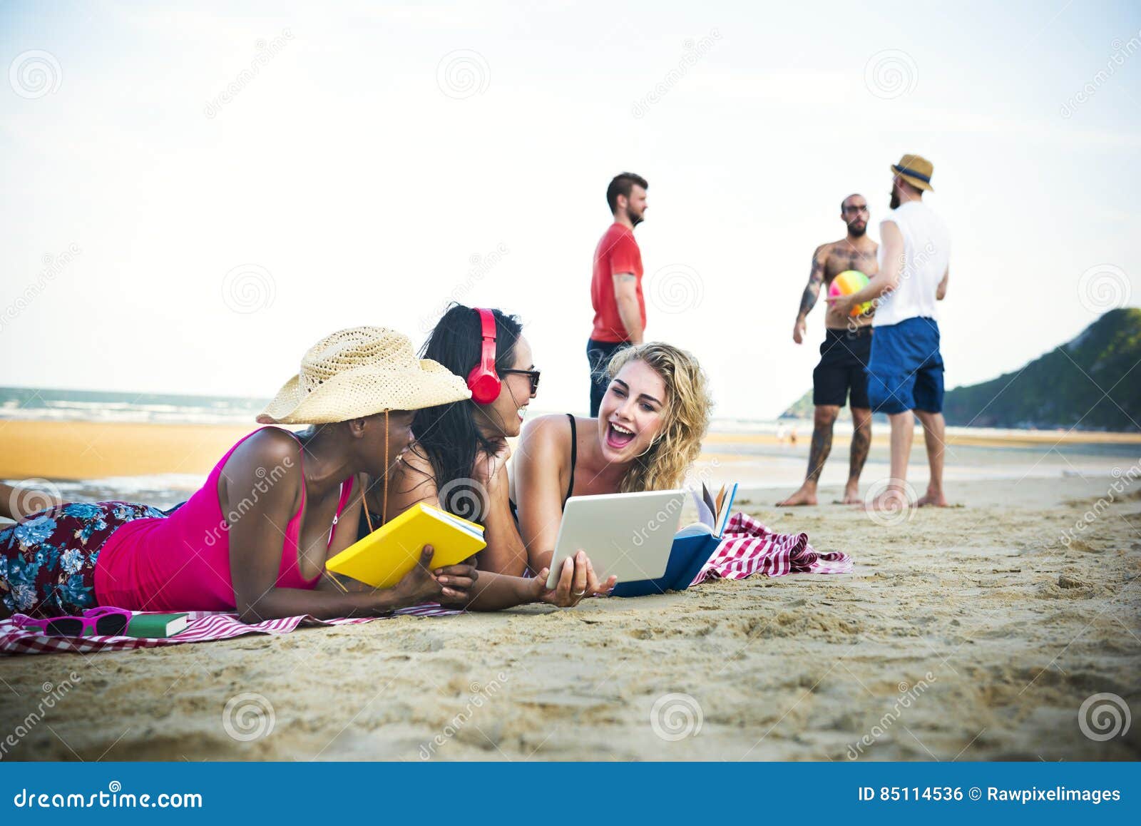 Young People Near Sea Concept Stock Photo - Image of adult, ball: 85114536