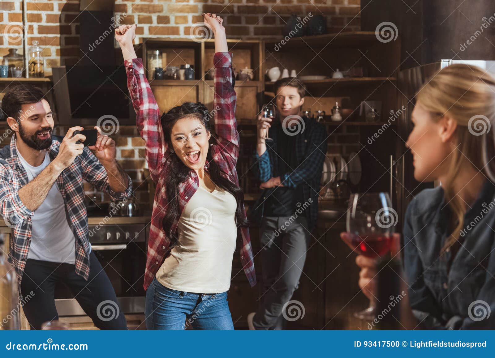 Young people partying stock photo. Image of glasses, wine - 93417500