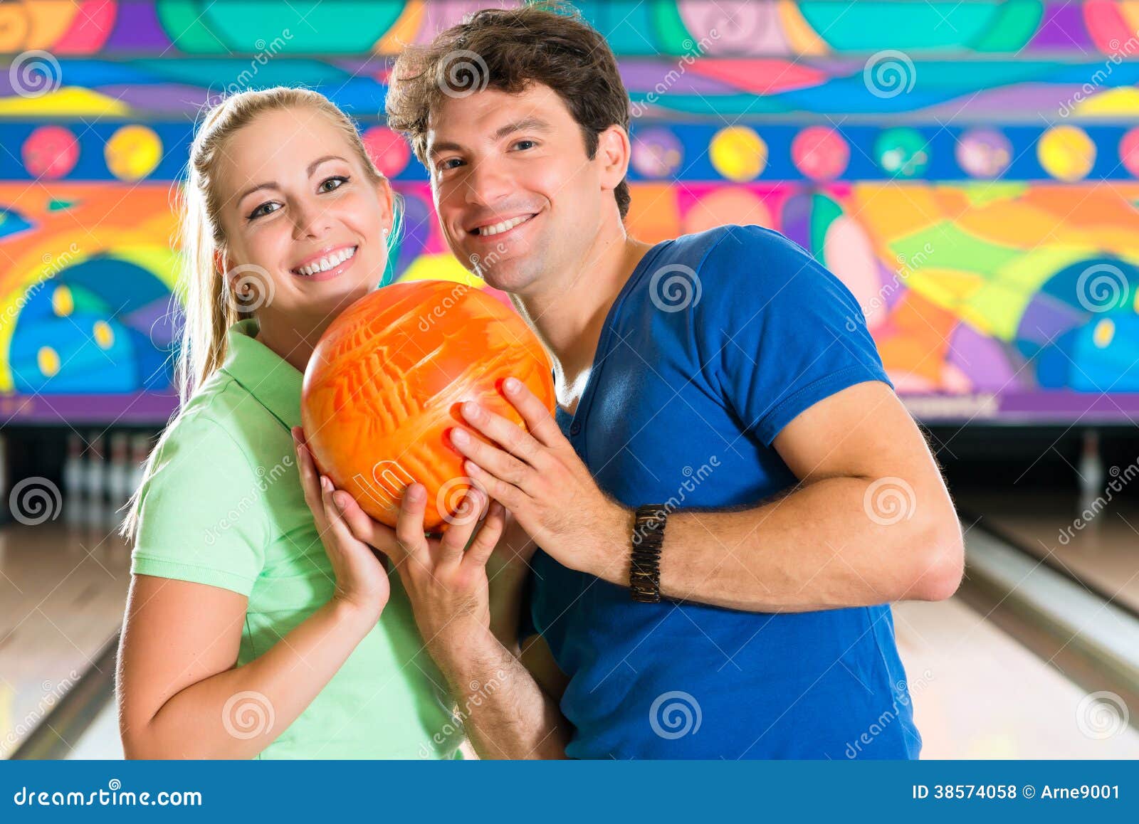 Young People Playing Bowling and Having Fun Stock Photo - Image of ...