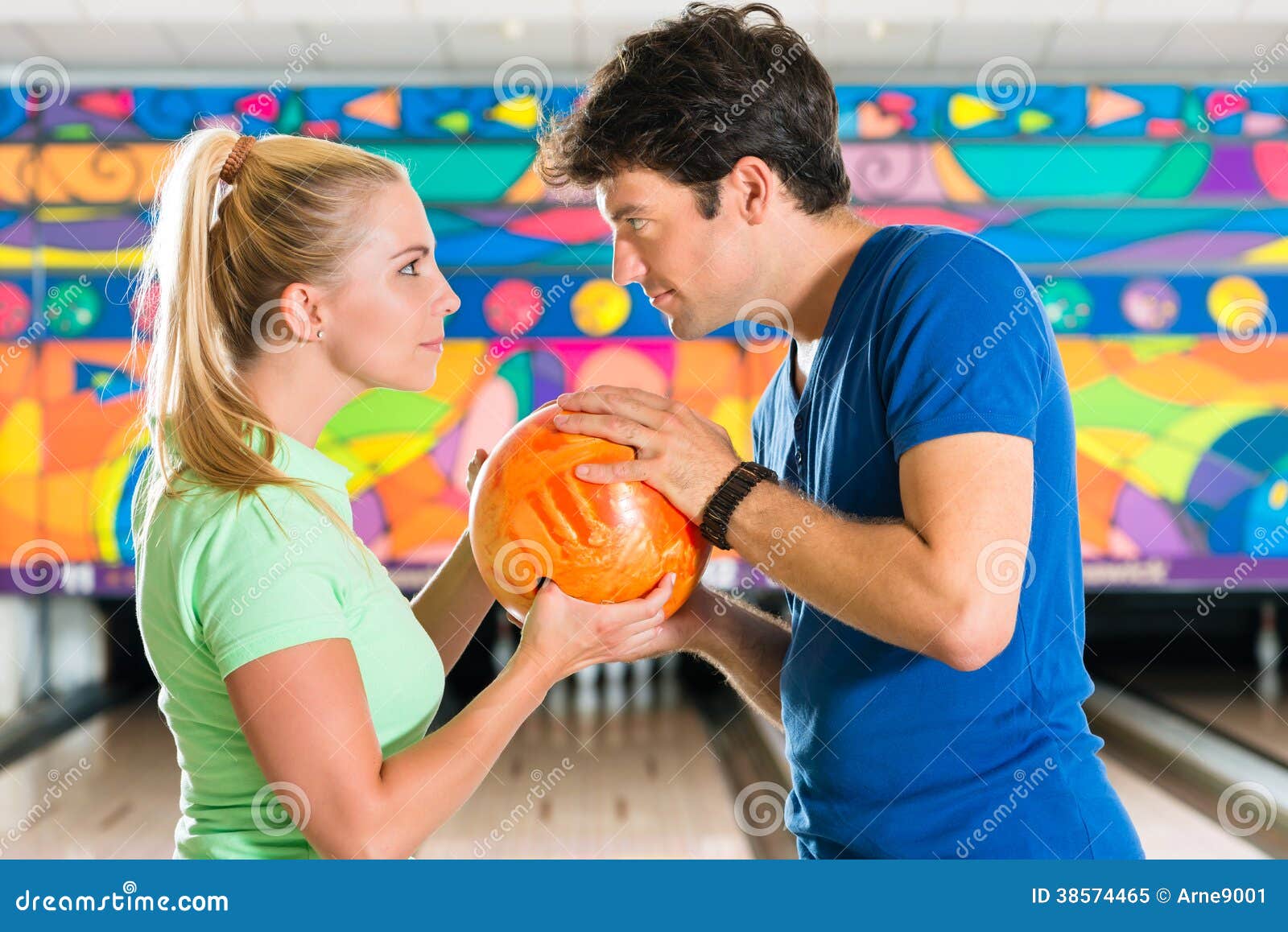 Young People Playing Bowling and Having Fun Stock Image - Image of ...