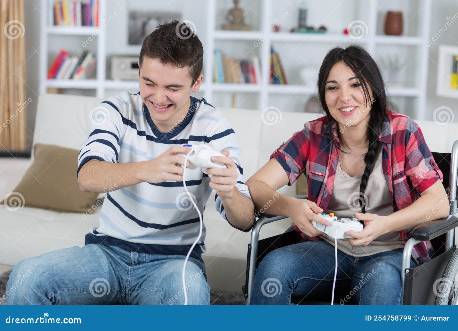 Young People Playing Computer Game Female in Wheelchair Stock Image ... Young People Playing Computer Game Female in Wheelchair Stock Image ...
