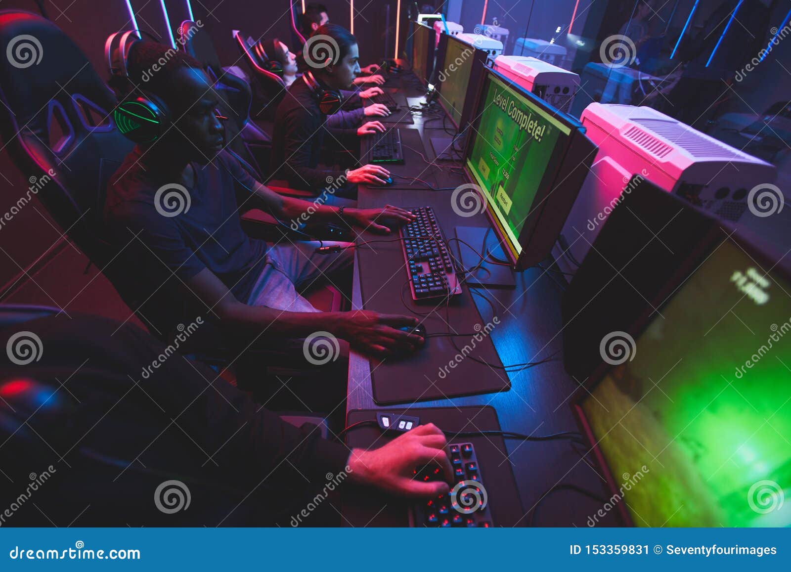 Young People Playing Computer Games Stock Image - Image of club ...