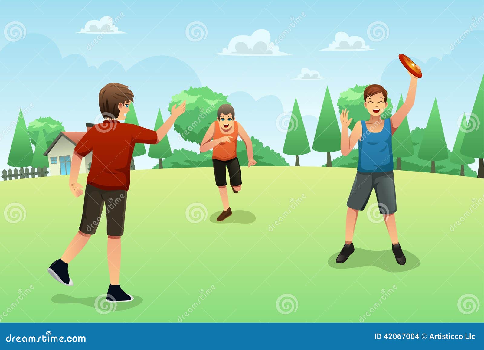 Young People Playing Frisbee Stock Vector - Illustration of recreation ...