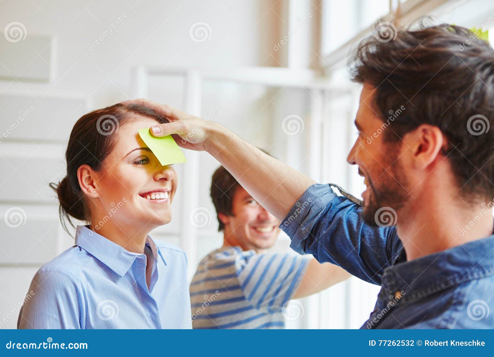 Young People Playing with Sticky Notes Stock Photo - Image of notepad ...