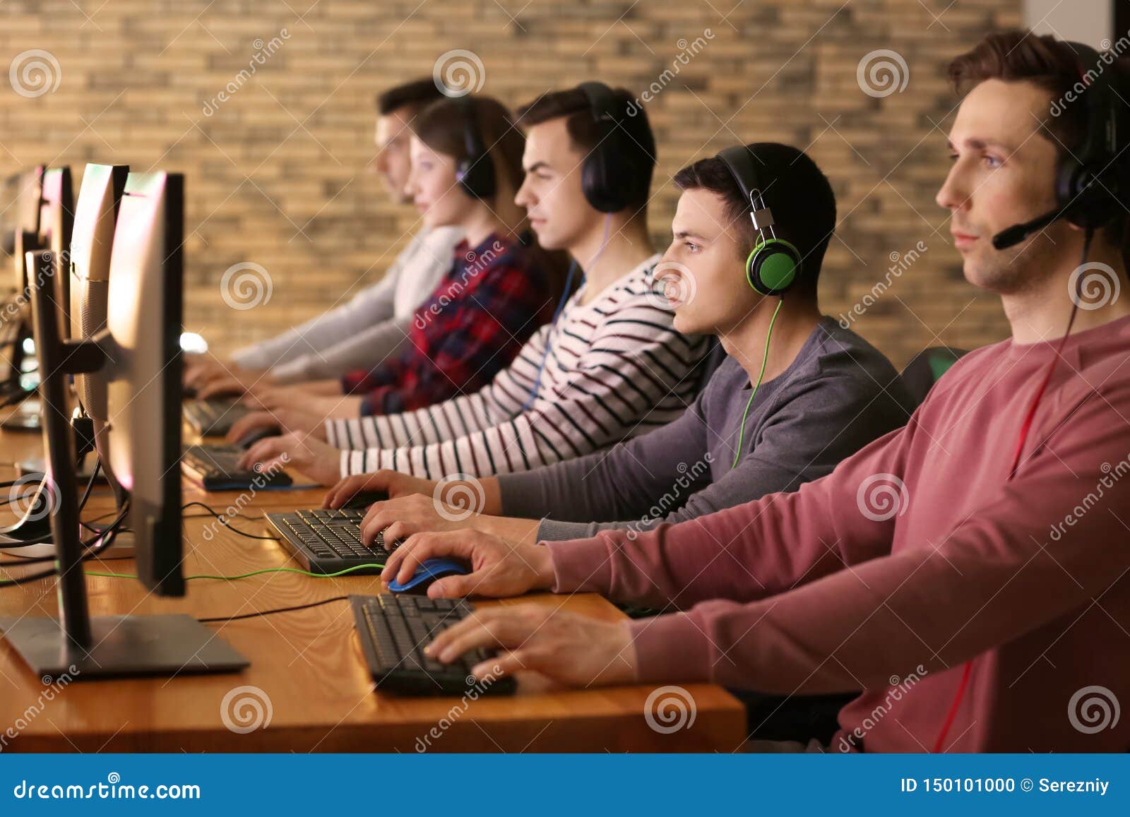 Young People Playing Video Games at Tournament Stock Photo - Image of ...