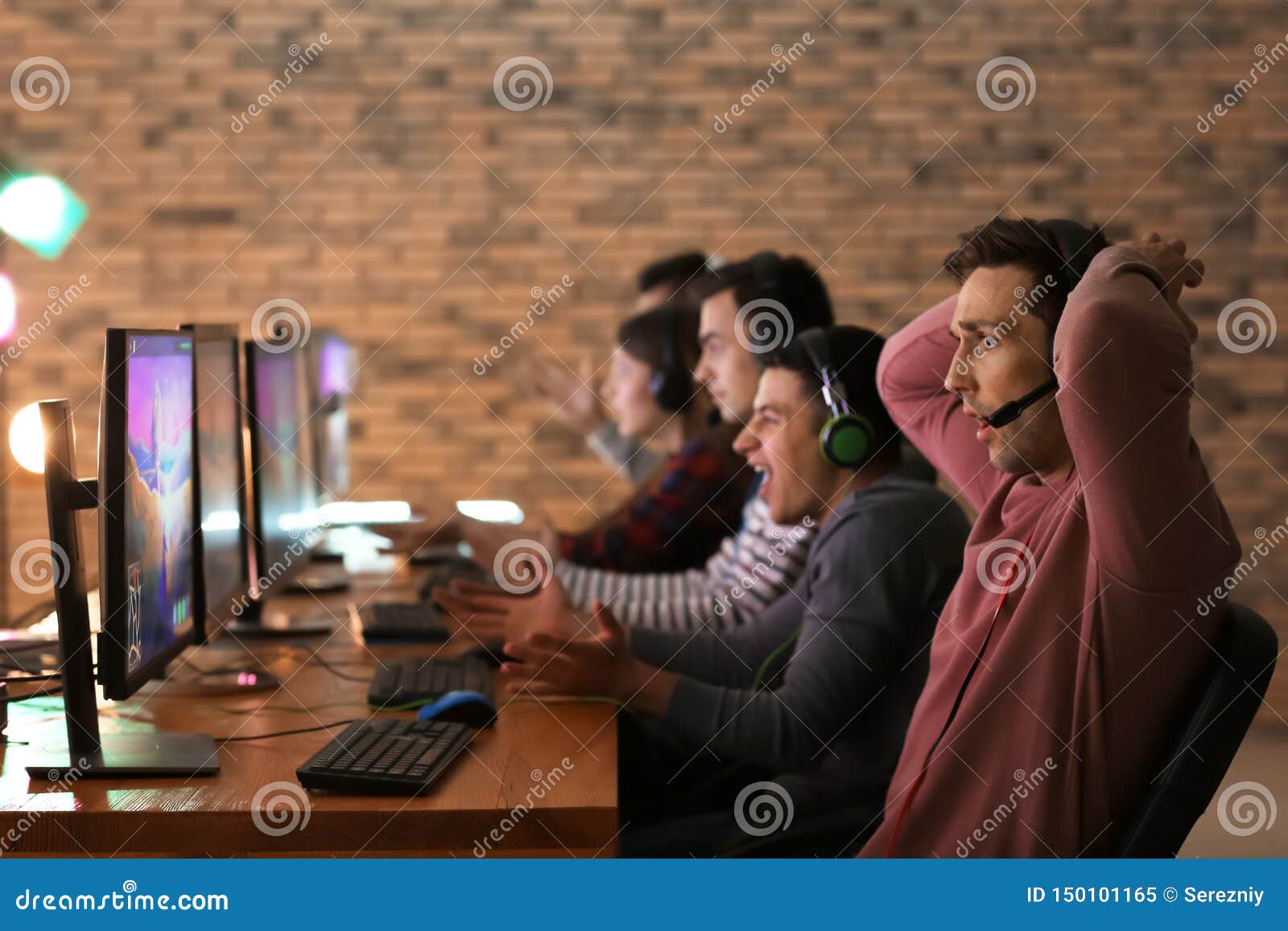 Young People Playing Video Games at Tournament Stock Image - Image of ...
