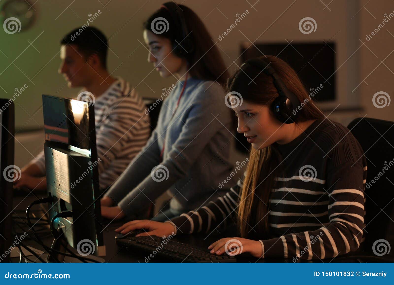 Young People Playing Video Games at Tournament Stock Photo - Image of ...