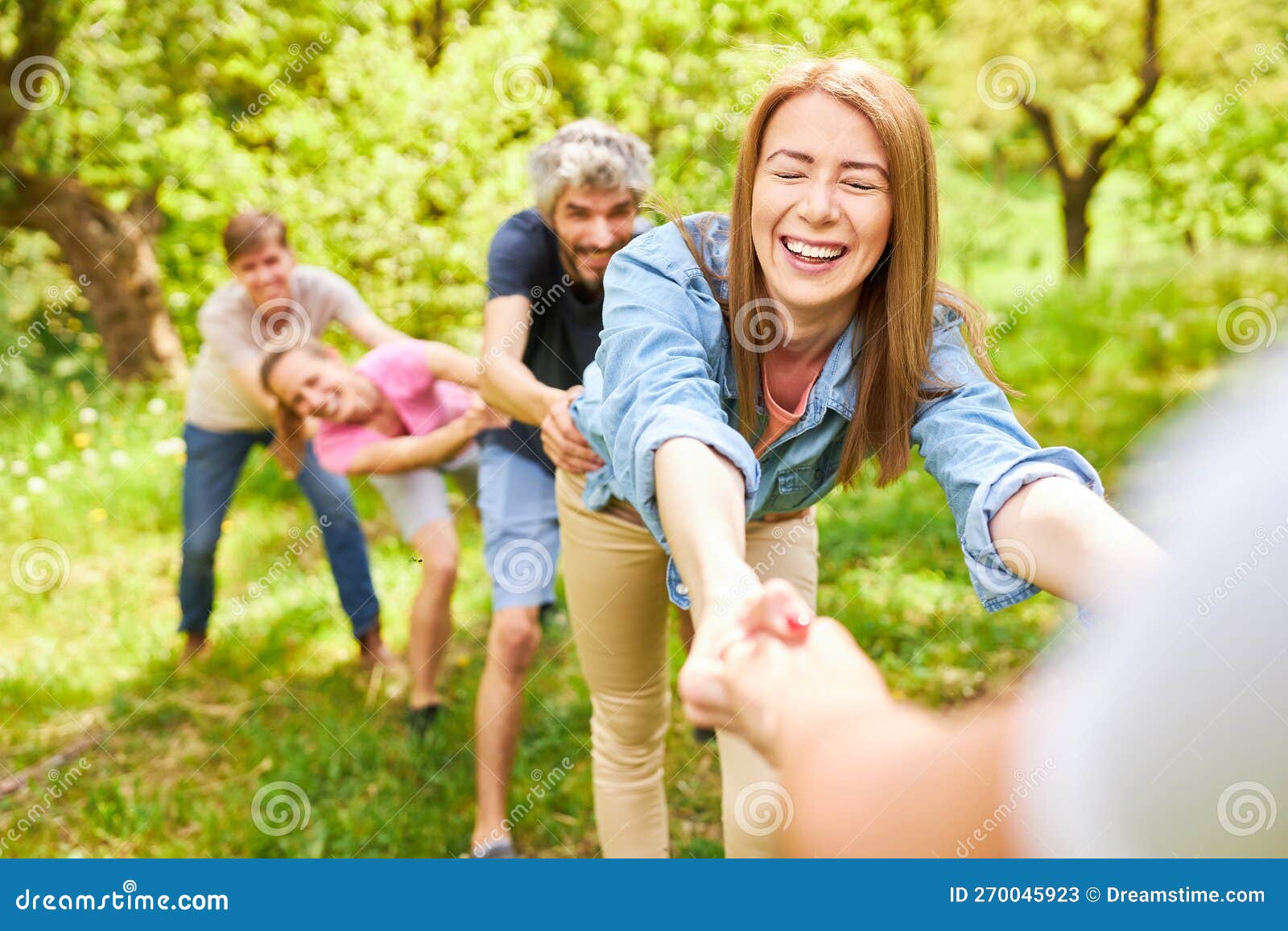 Young People Pull Their Hands in the Showdown Stock Image - Image of ...