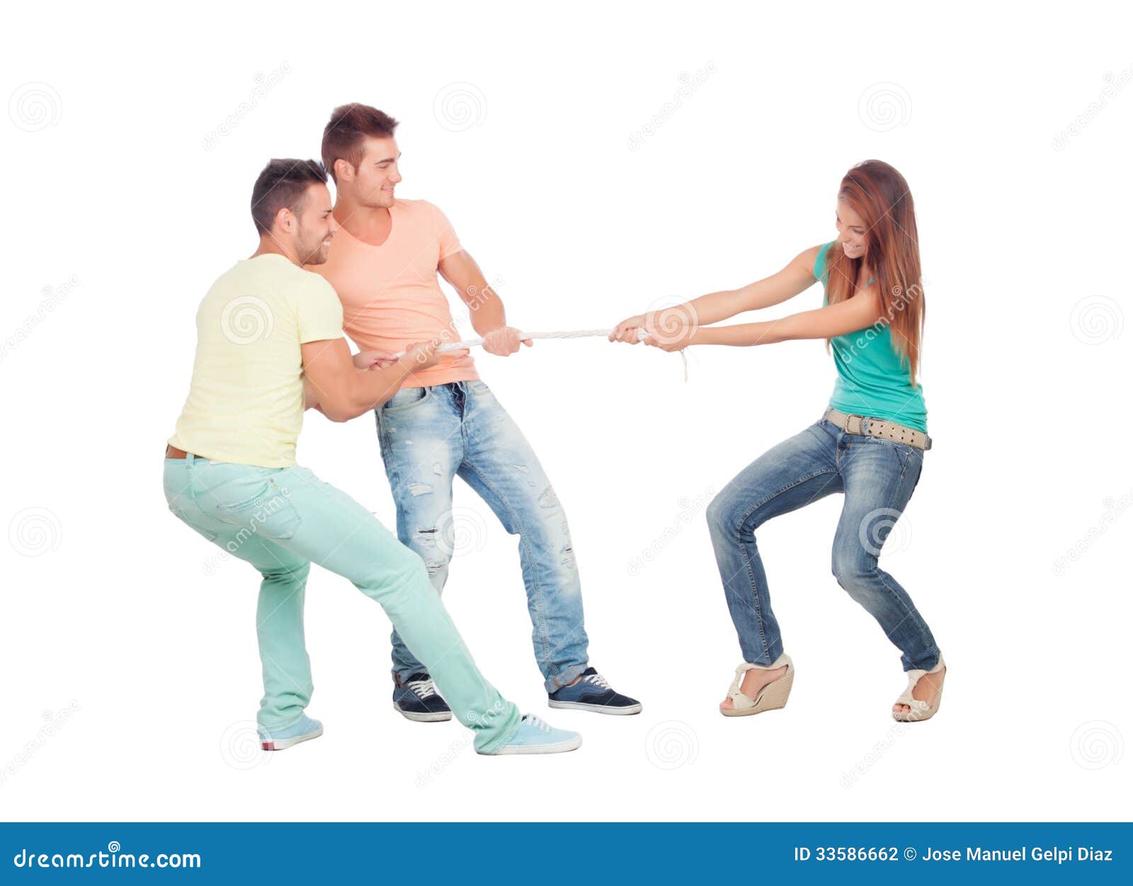 Young People Pulling a Rope Stock Photo - Image of concept, girl: 33586662