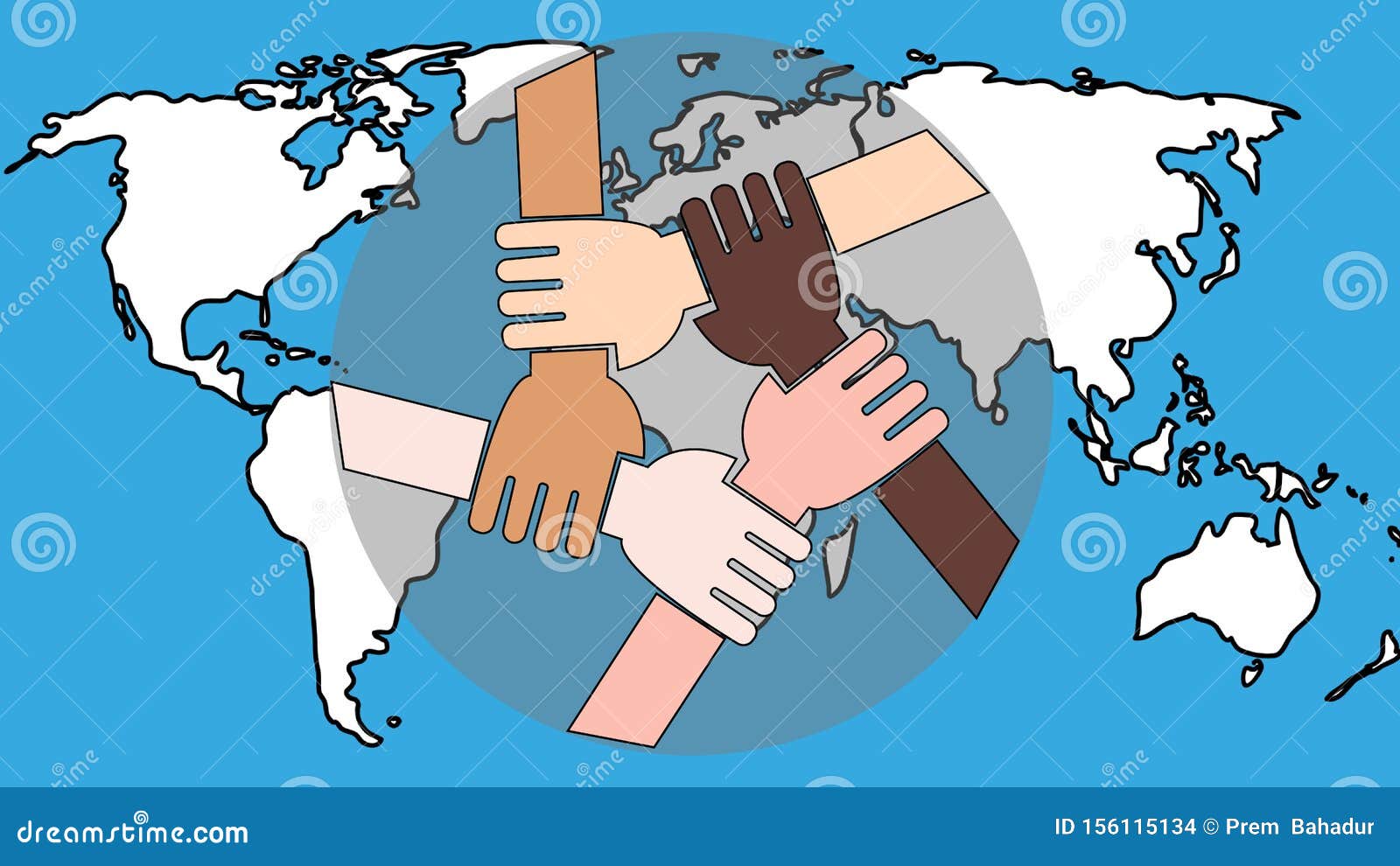 Friends With Stack Of Hands Showing Unity And Teamwork, Top View. Young ...