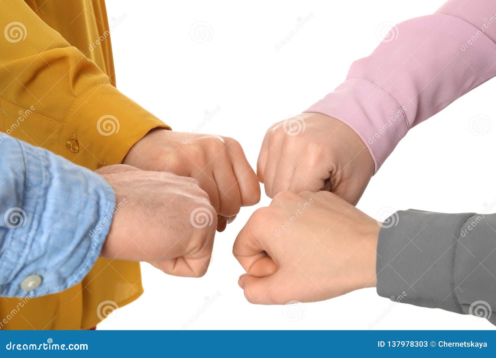 Young People Putting Their Hands Together On White, Closeup Stock Image ...