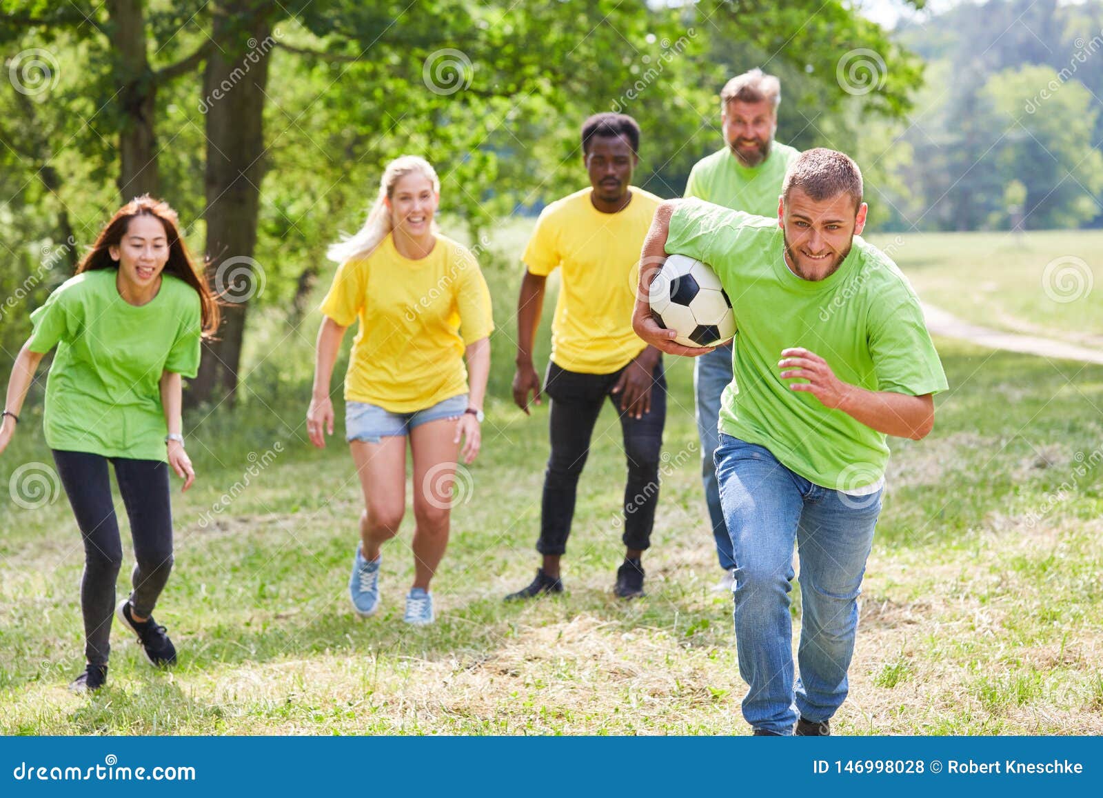 Young People are Racing with Football Stock Photo - Image of lifestyle ...