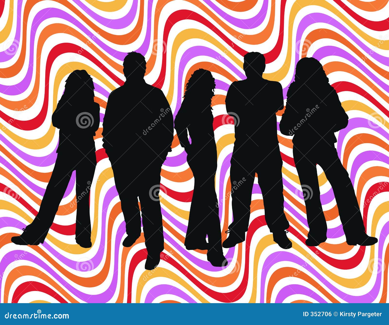 Young People on Retro Background Stock Vector - Illustration of outline ...