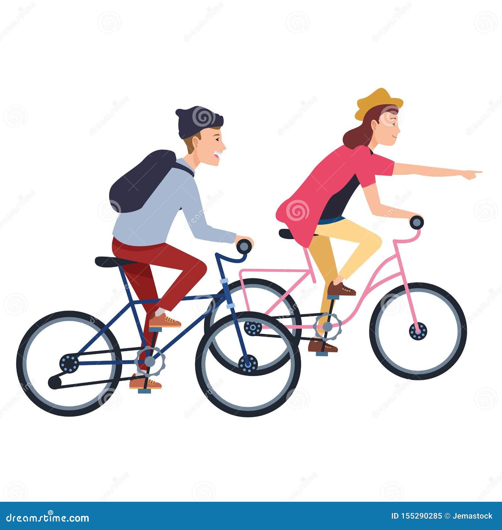 Young People Riding Bikes Cartoon Stock Vector - Illustration of ...