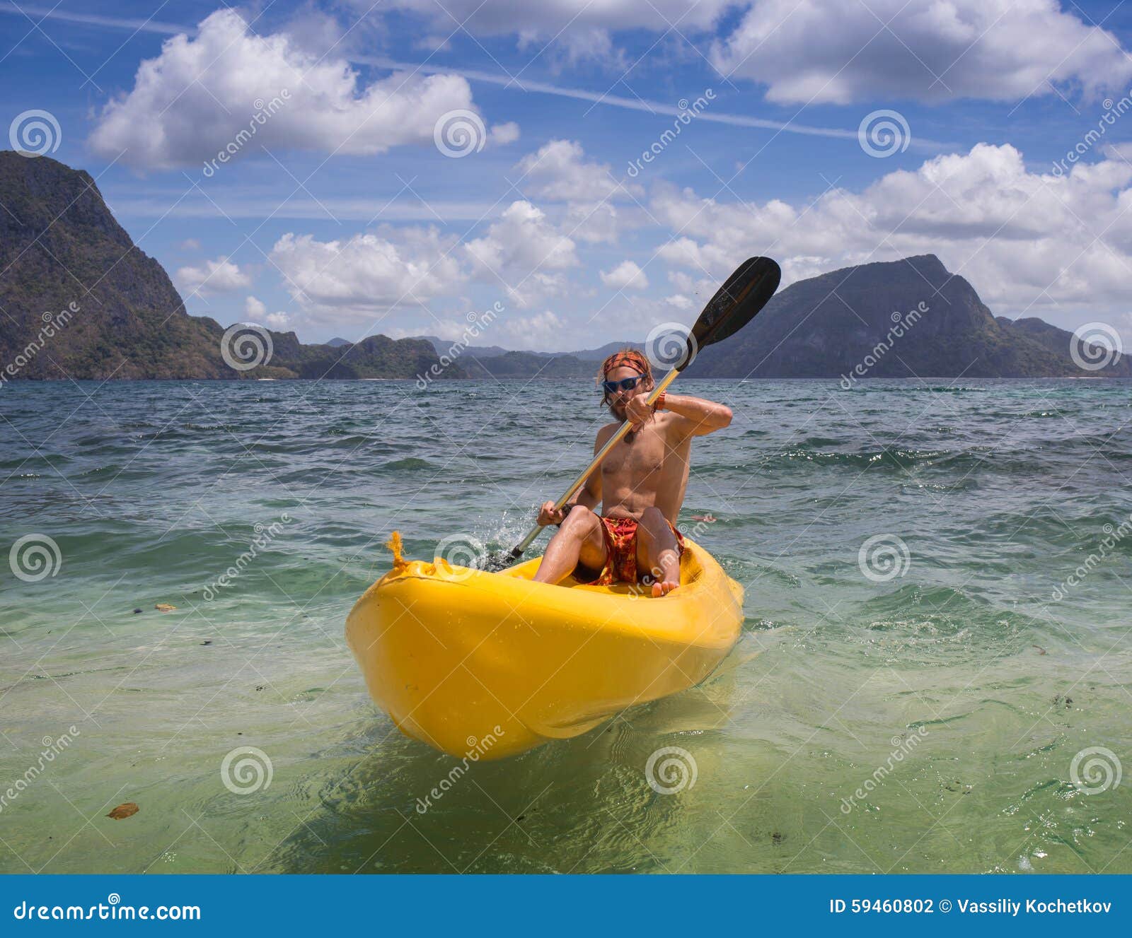 Young People Rowing in Kayak Stock Photo - Image of canoeing, outdoor ...