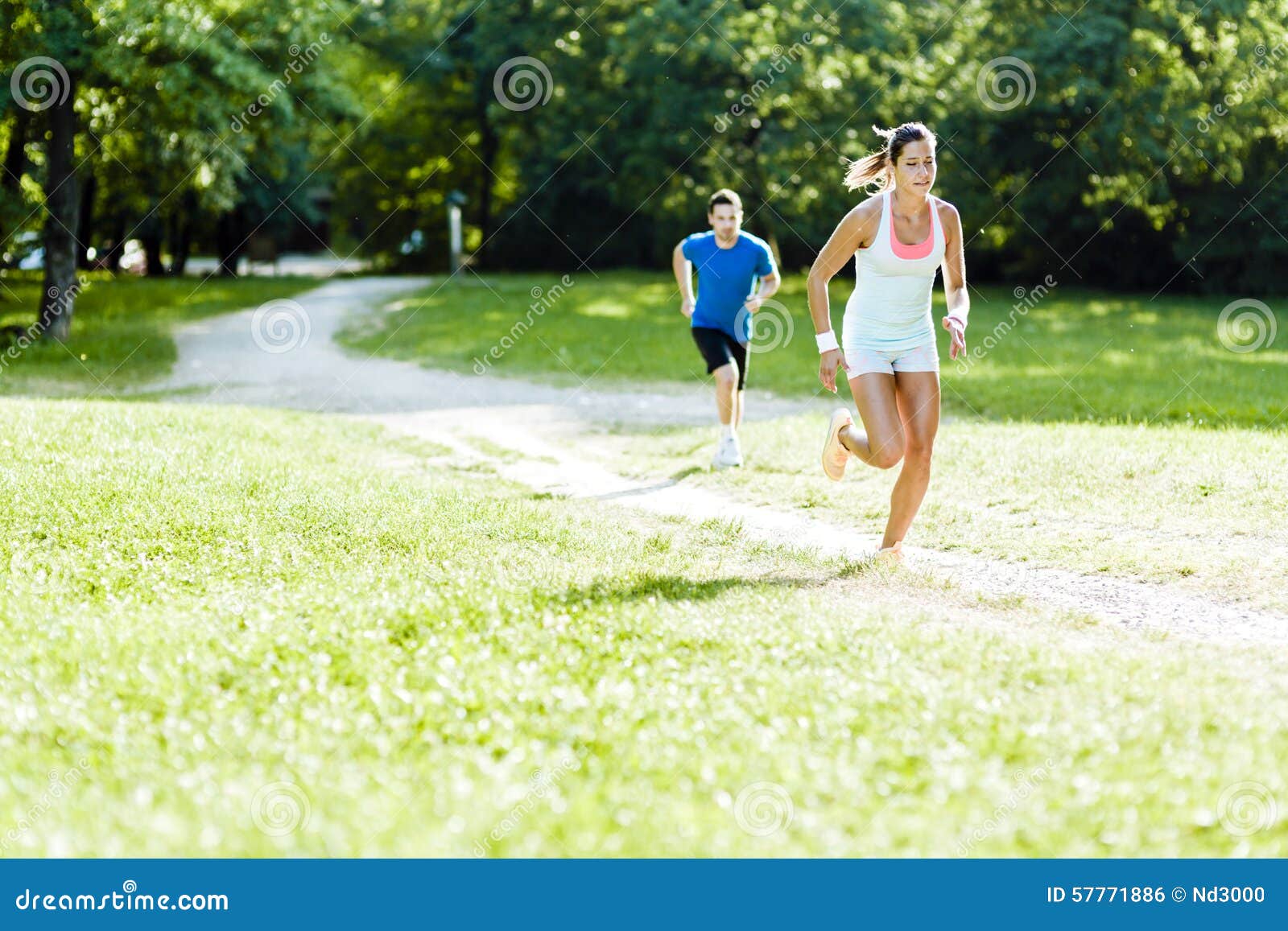 Young People Running in Nature Stock Photo - Image of girl, healthy ...