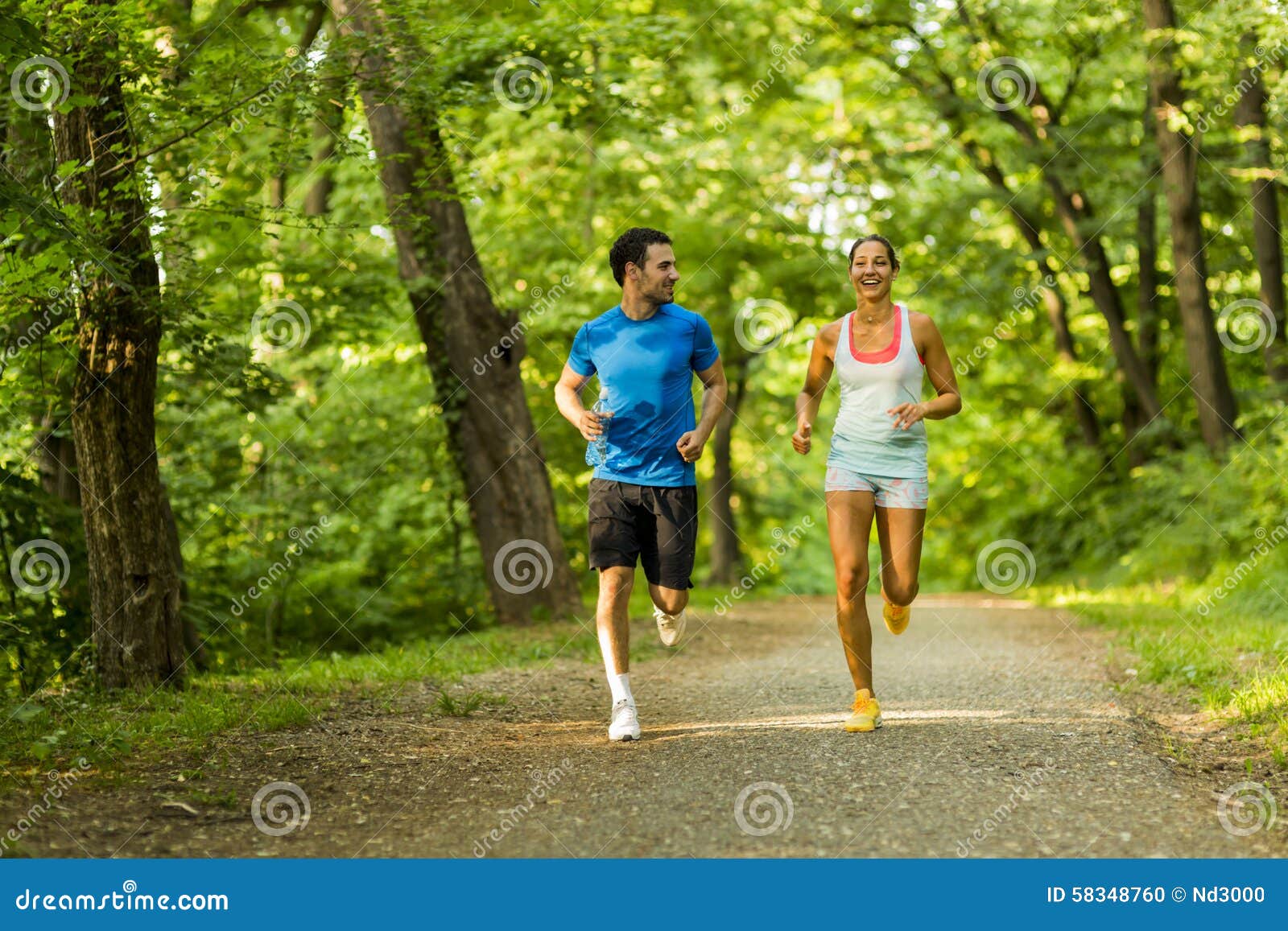 Young People Running in Nature Stock Photo - Image of female, active ...