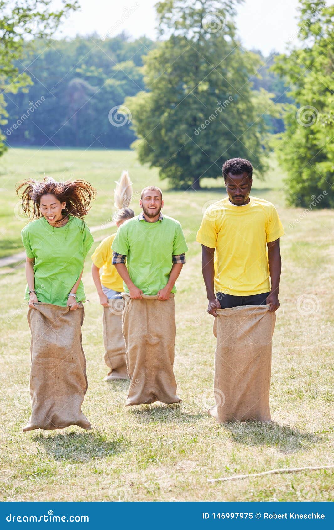 Young People in Sack Race Competition Stock Image - Image of sport ...
