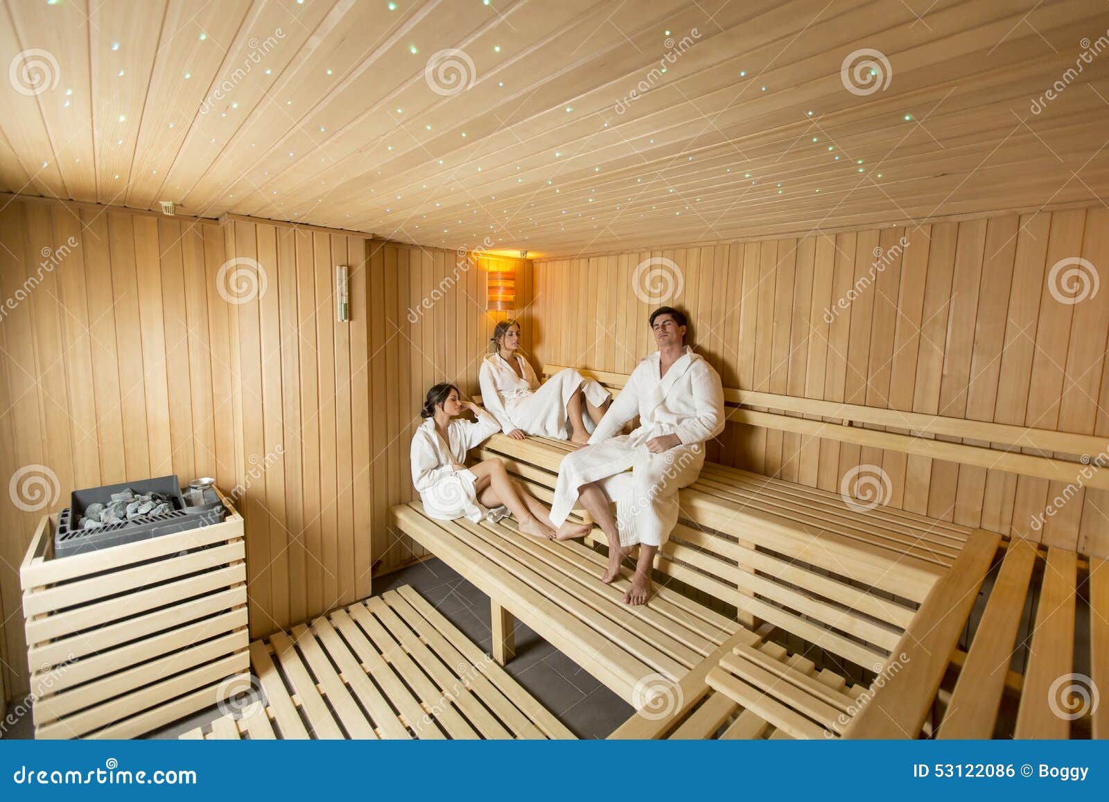 Young people in sauna stock photo. Image of healthy, skin - 53122086