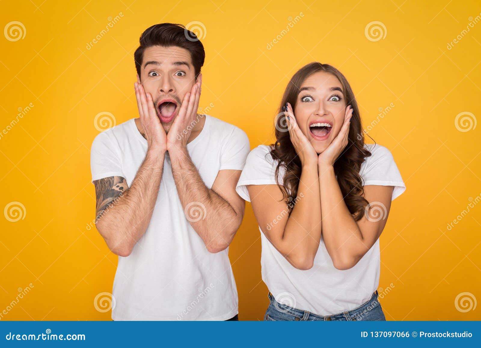 Young People Screaming in Surprise or Delight Stock Photo - Image of ...