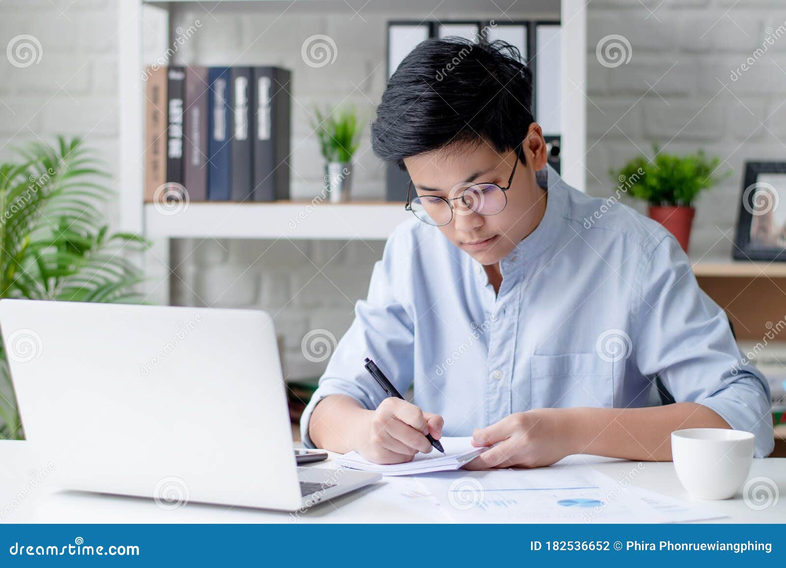 Young People are Seriously Working at Home Stock Photo - Image of ...