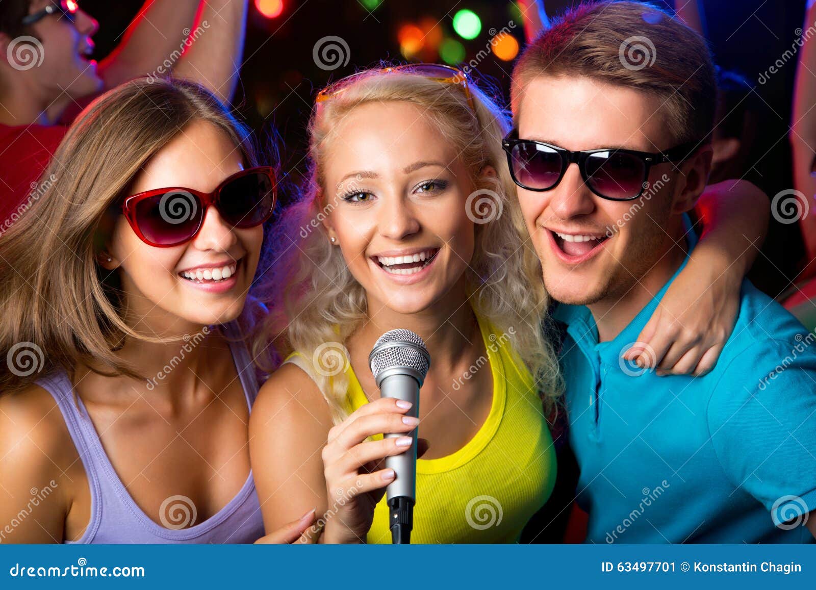 Young People Singing at Party Stock Image - Image of expression ...