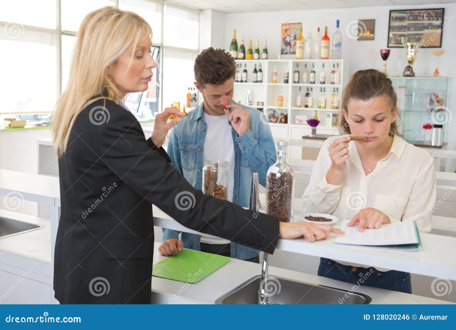 Young People Smelling Samples Stock Photo - Image of sample, coffee ...