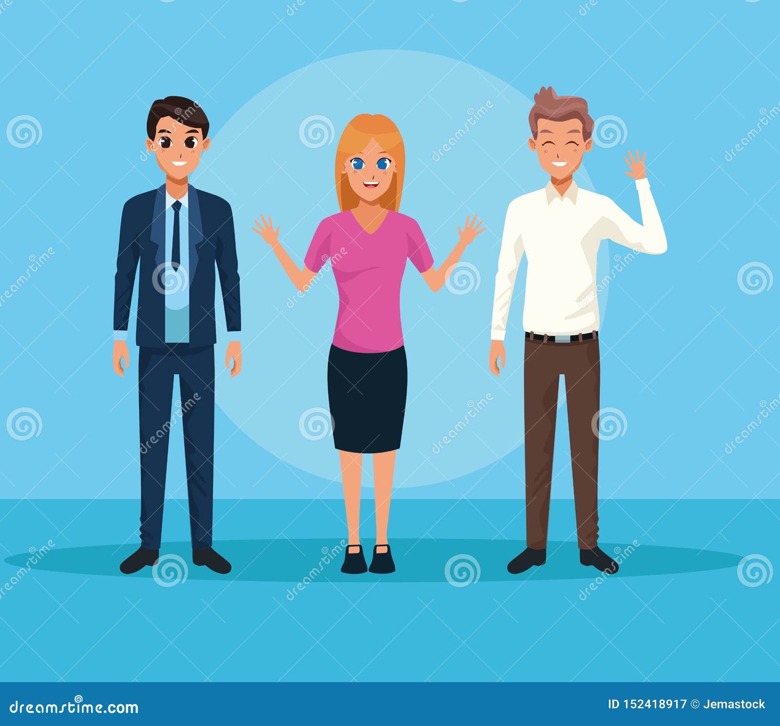 Young People Smiling on Blue Background Stock Vector - Illustration of ...