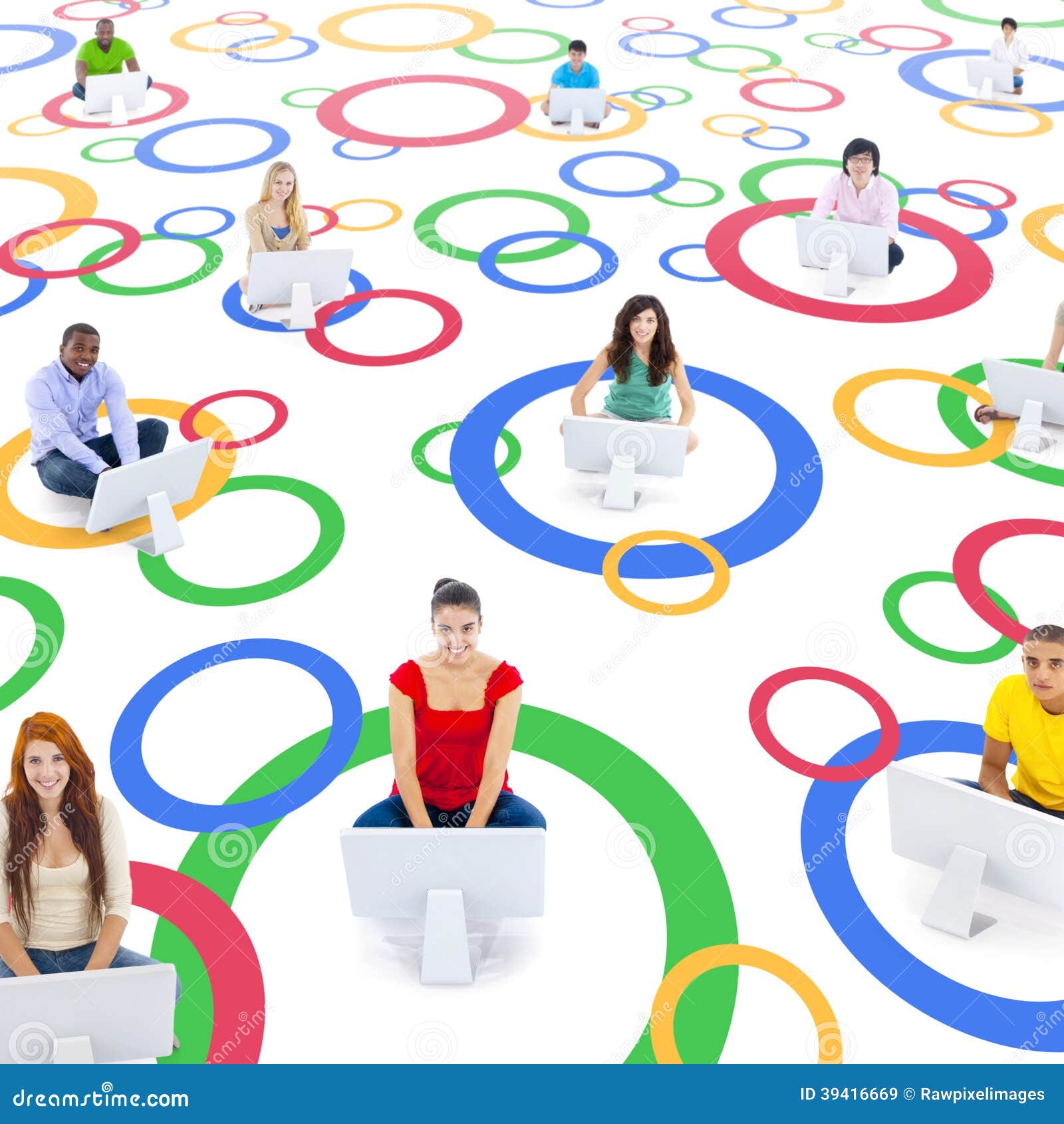 Young People Social Networking on Computers Stock Image - Image of ...