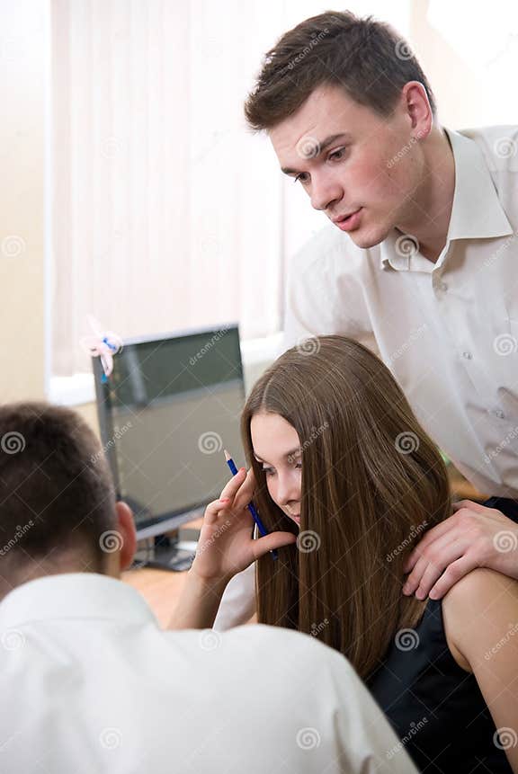 Young People Solve a Problem Stock Photo - Image of businesswoman ...
