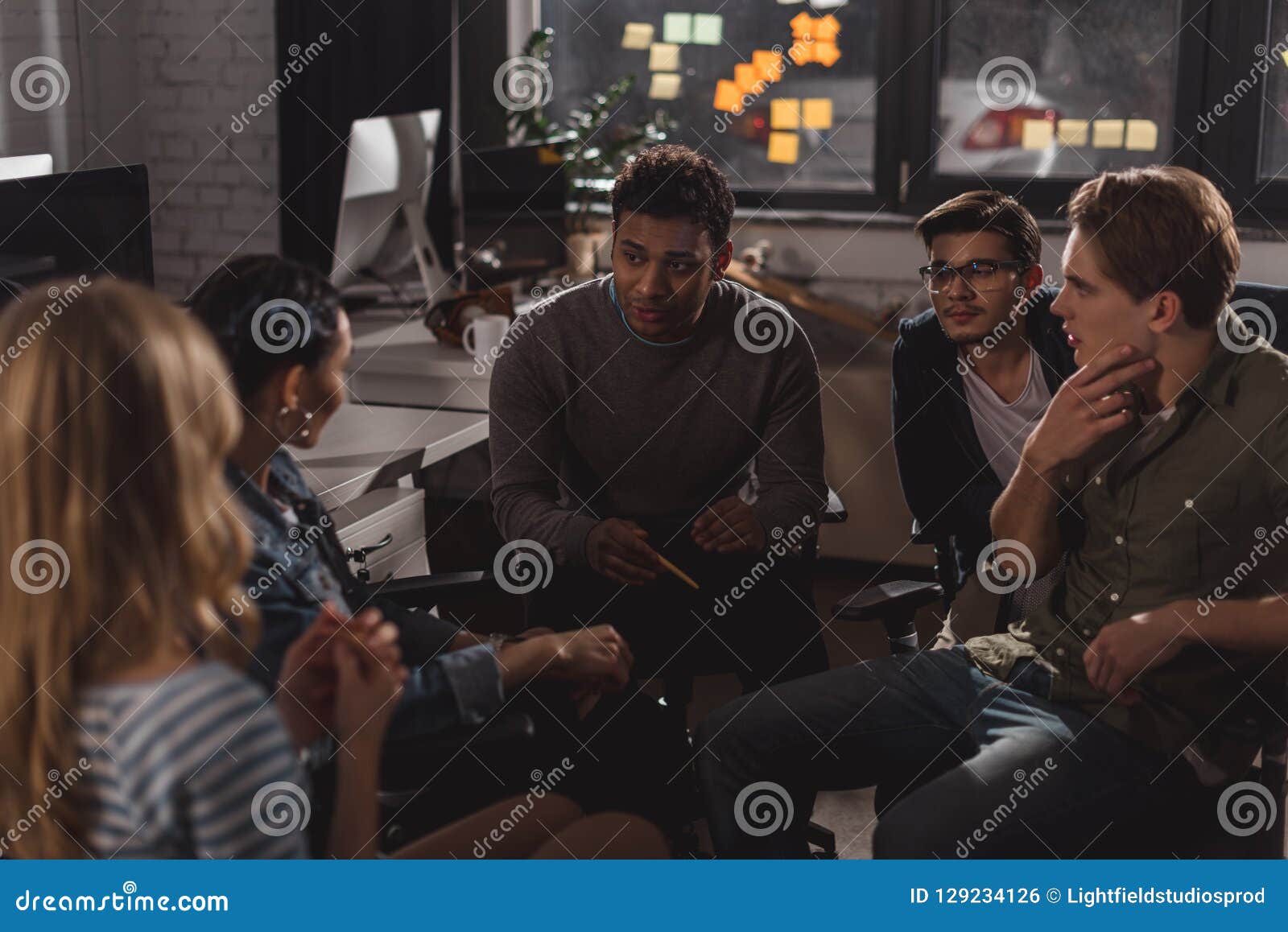 Young People Spending Time Together after Work Stock Photo - Image of ...