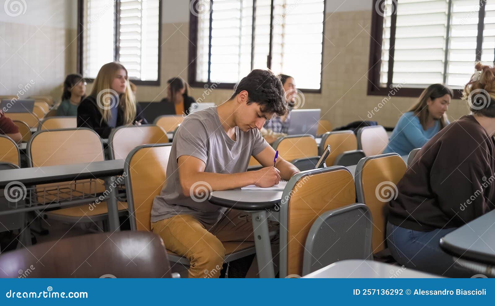 Young People Studying Inside University Classroom Stock Photo - Image ...