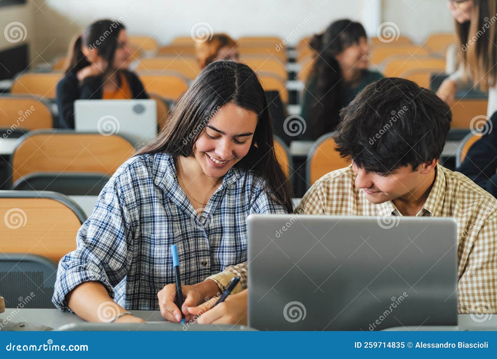 Young People Studying Inside University Classroom Stock Image - Image ...