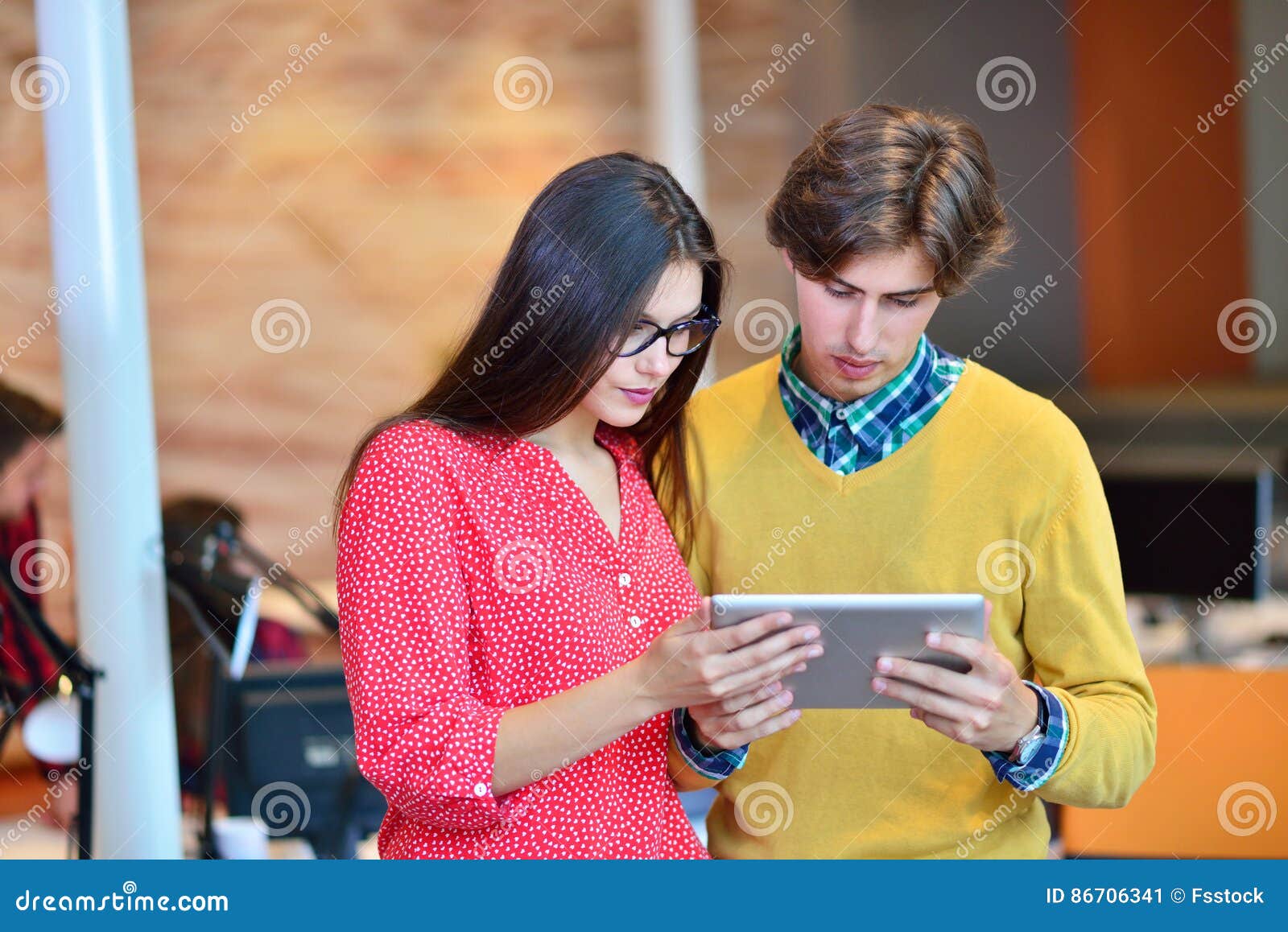 Young People with Tablet in the Office Stock Image - Image of ...
