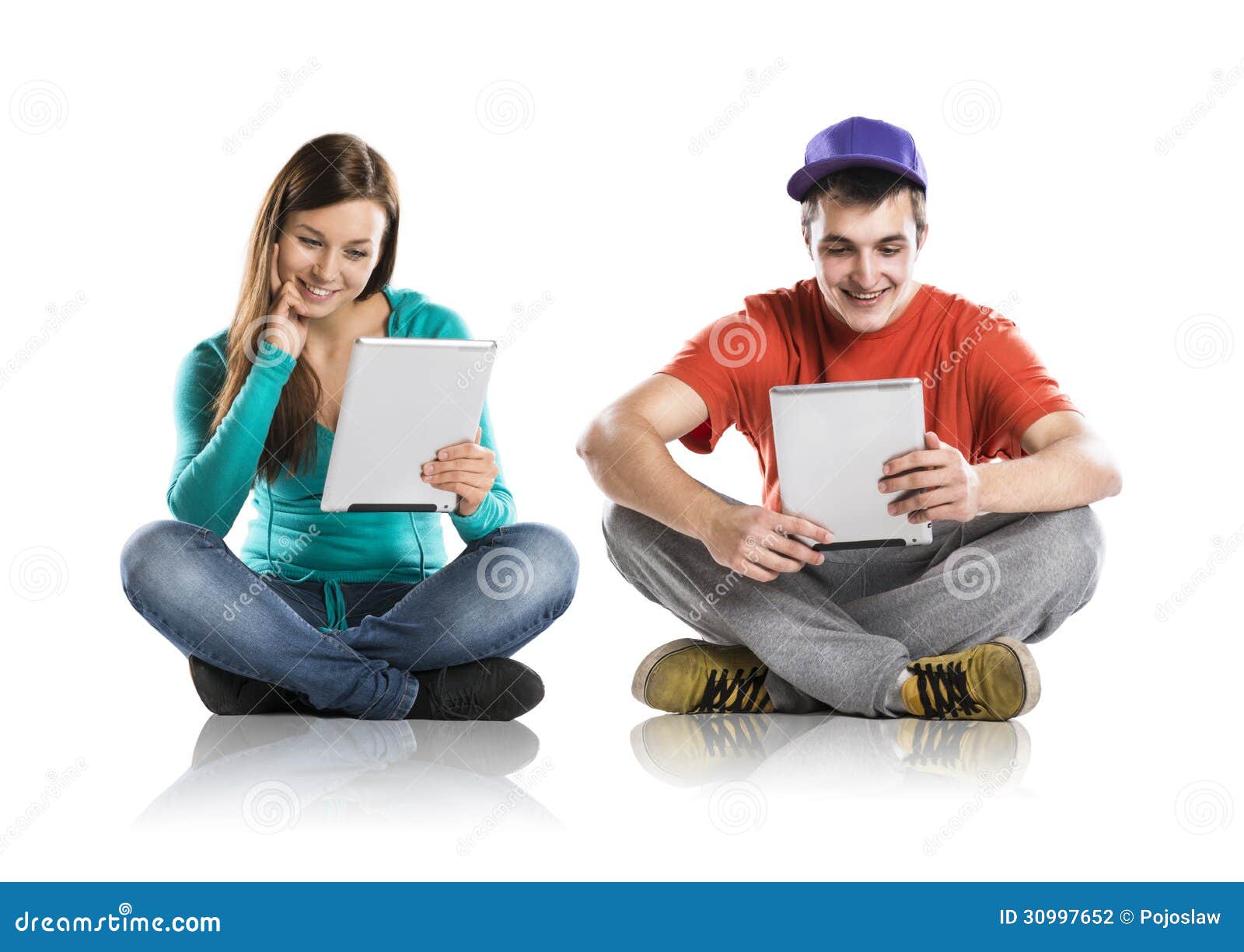Young people with tablets stock photo. Image of girl - 30997652
