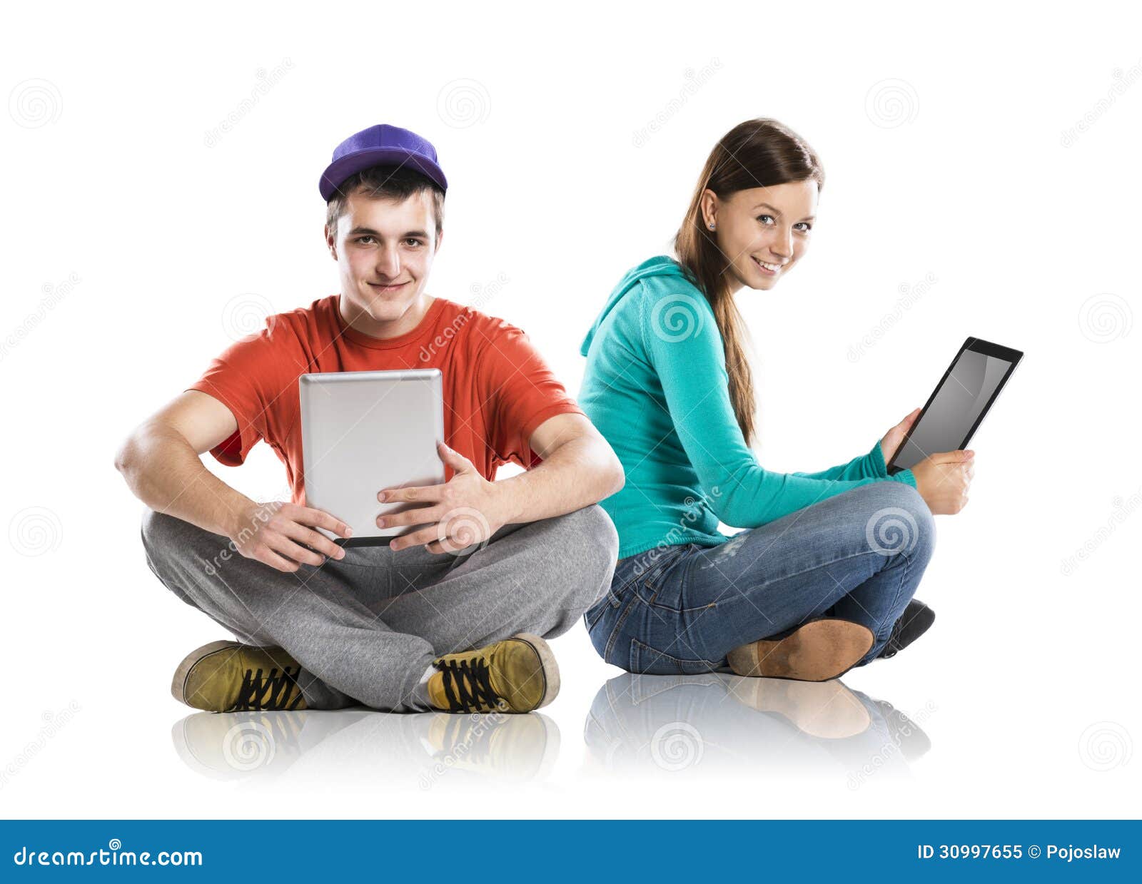 Young people with tablets stock image. Image of smiling - 30997655