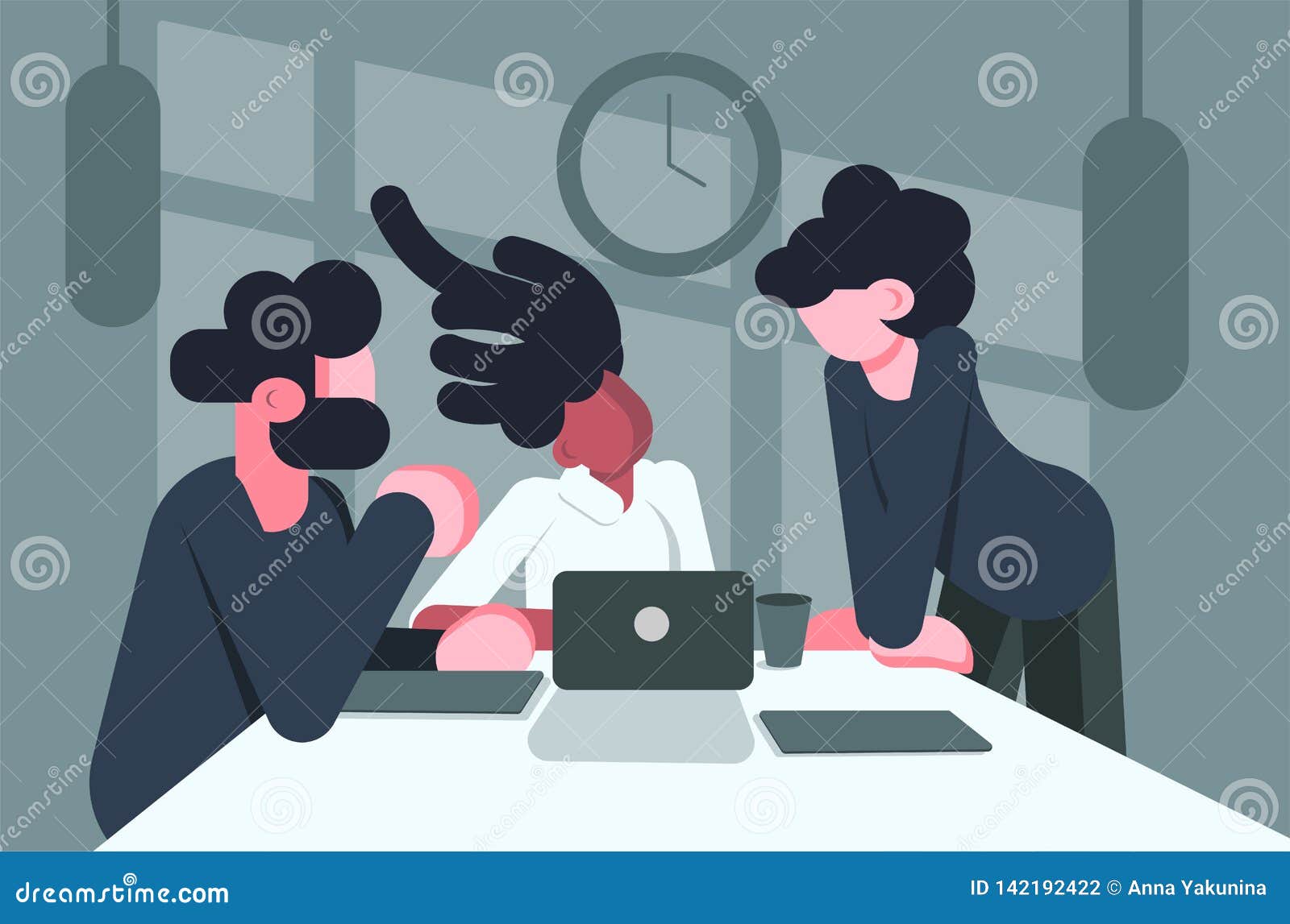 Young People Talking at Workplace Stock Vector - Illustration of flat ...