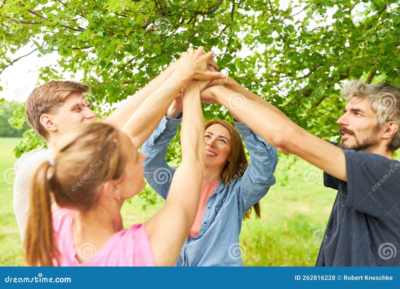 People Stacking Hands in Team Building Workshop Stock Photo - Image of ...