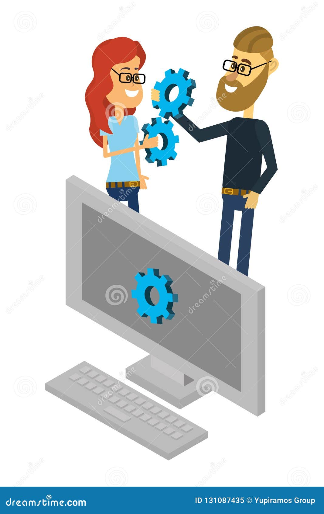 Young People and Technical Support Stock Vector - Illustration of ...