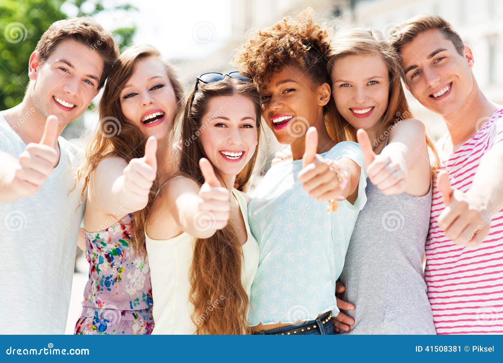 Young People with Thumbs Up Stock Image - Image of girls, cheerful ...