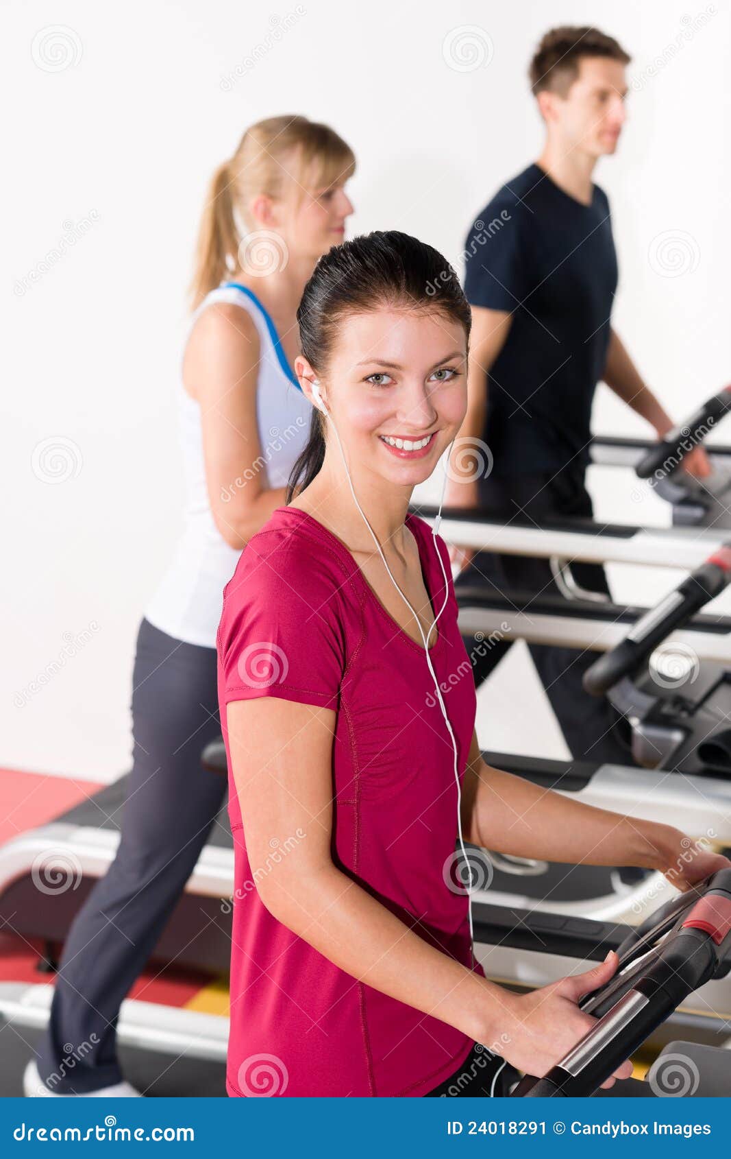 Young People on Treadmill Running Exercise Stock Image - Image of ...