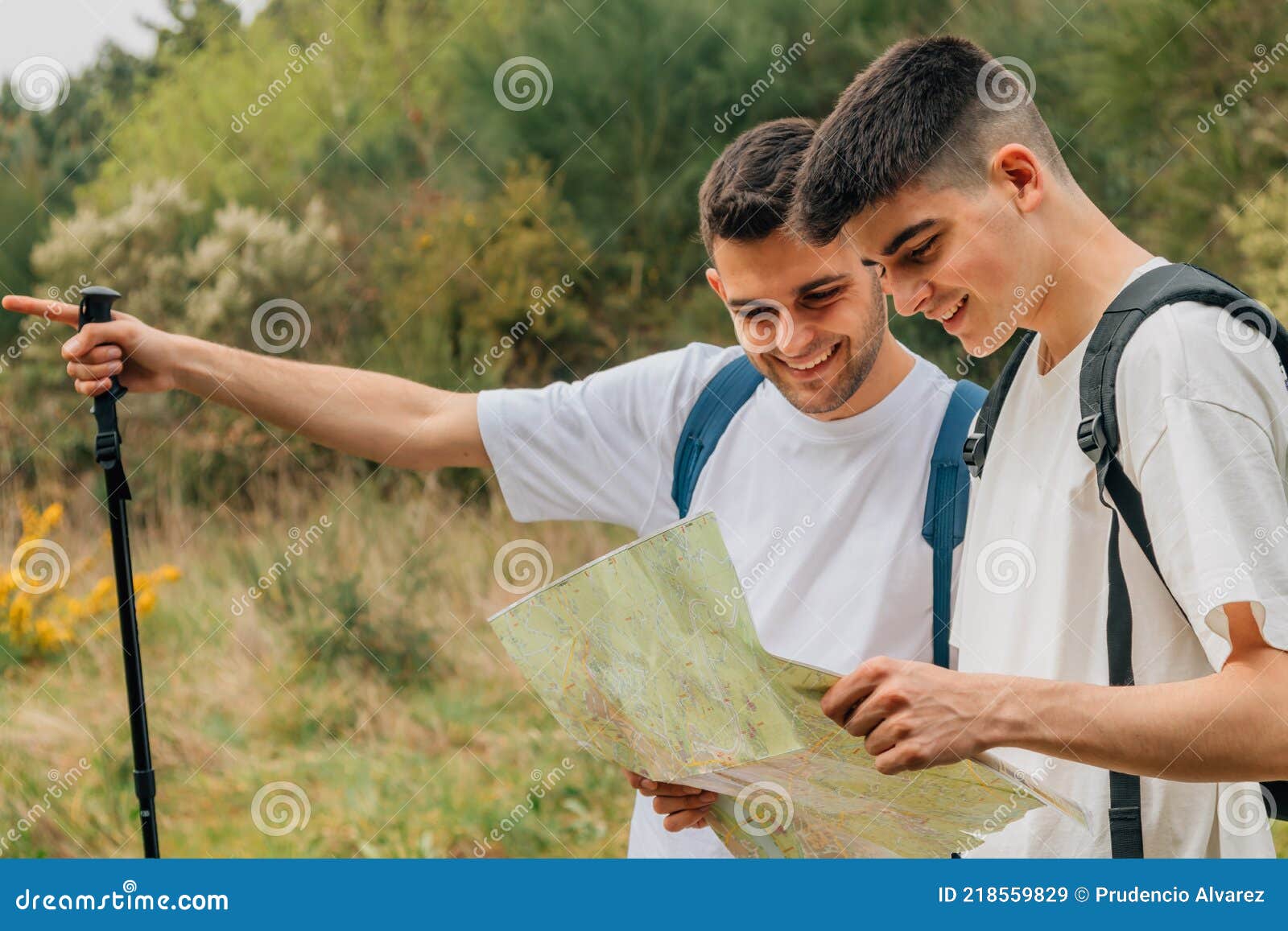 People on a Trip Looking at the Map Stock Image - Image of backpacks ...