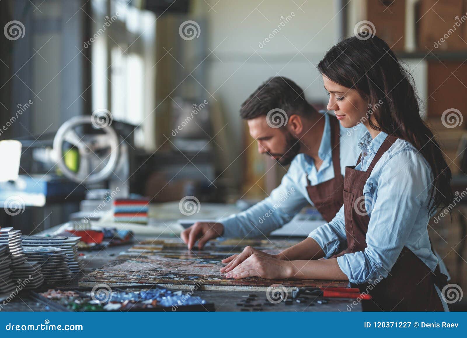 Young People in Uniform at Work Stock Image - Image of making, female ...