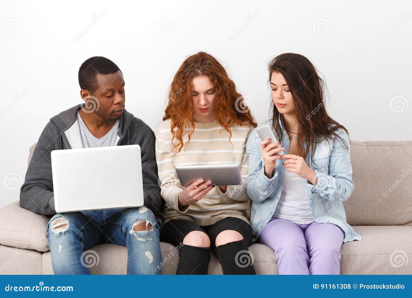 Young People Using Gadgets, Students, Technology Stock Photo - Image of ...
