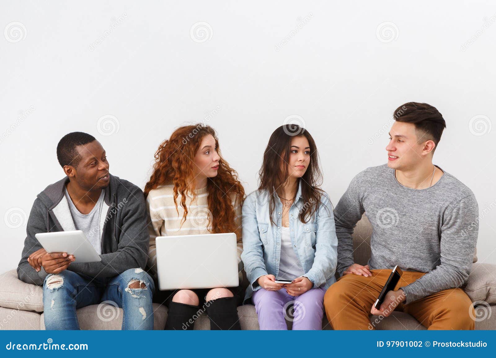 Young People Using Gadgets, Students, Technology Stock Photo - Image of ...