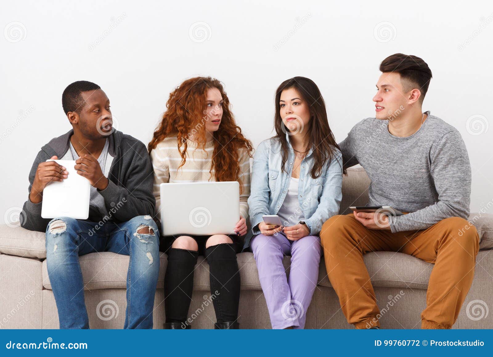 Young People Using Gadgets, Students, Technology Stock Photo - Image of ...