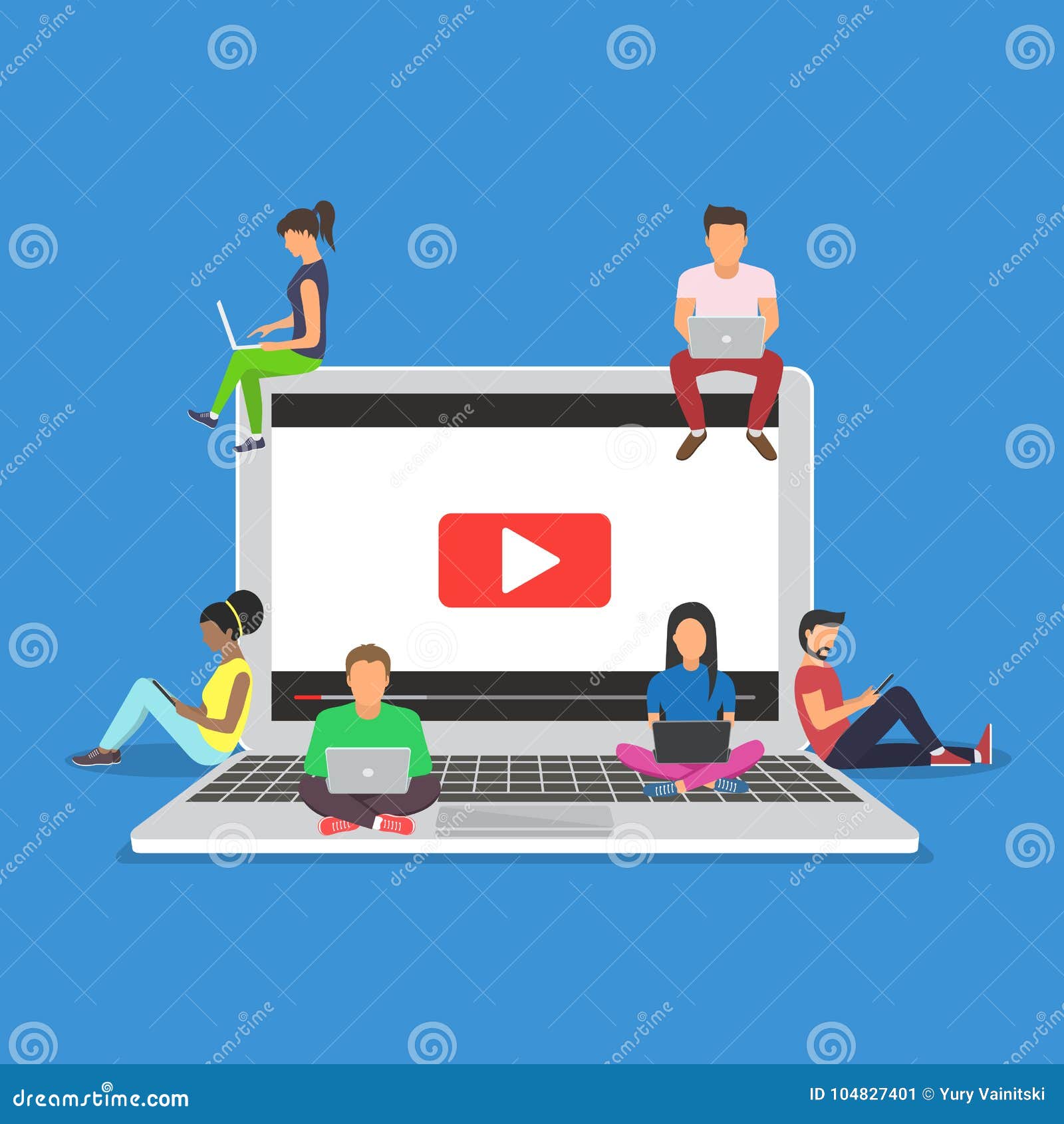 Young People Using Mobile Gadgets, Tablet Pc for Live Watching a Video ...